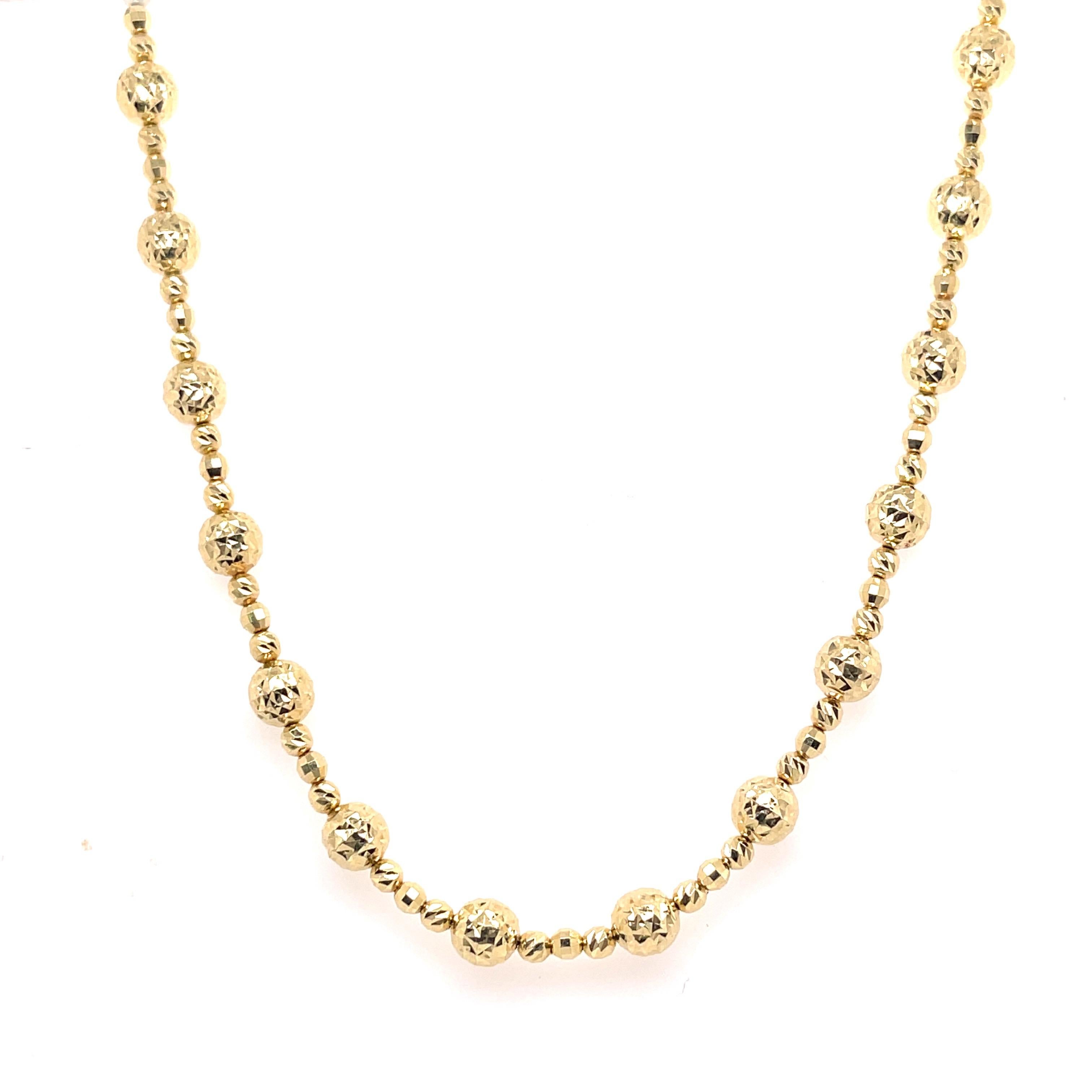 A Gold Bead Necklace With a Florentine Finish at 1stDibs