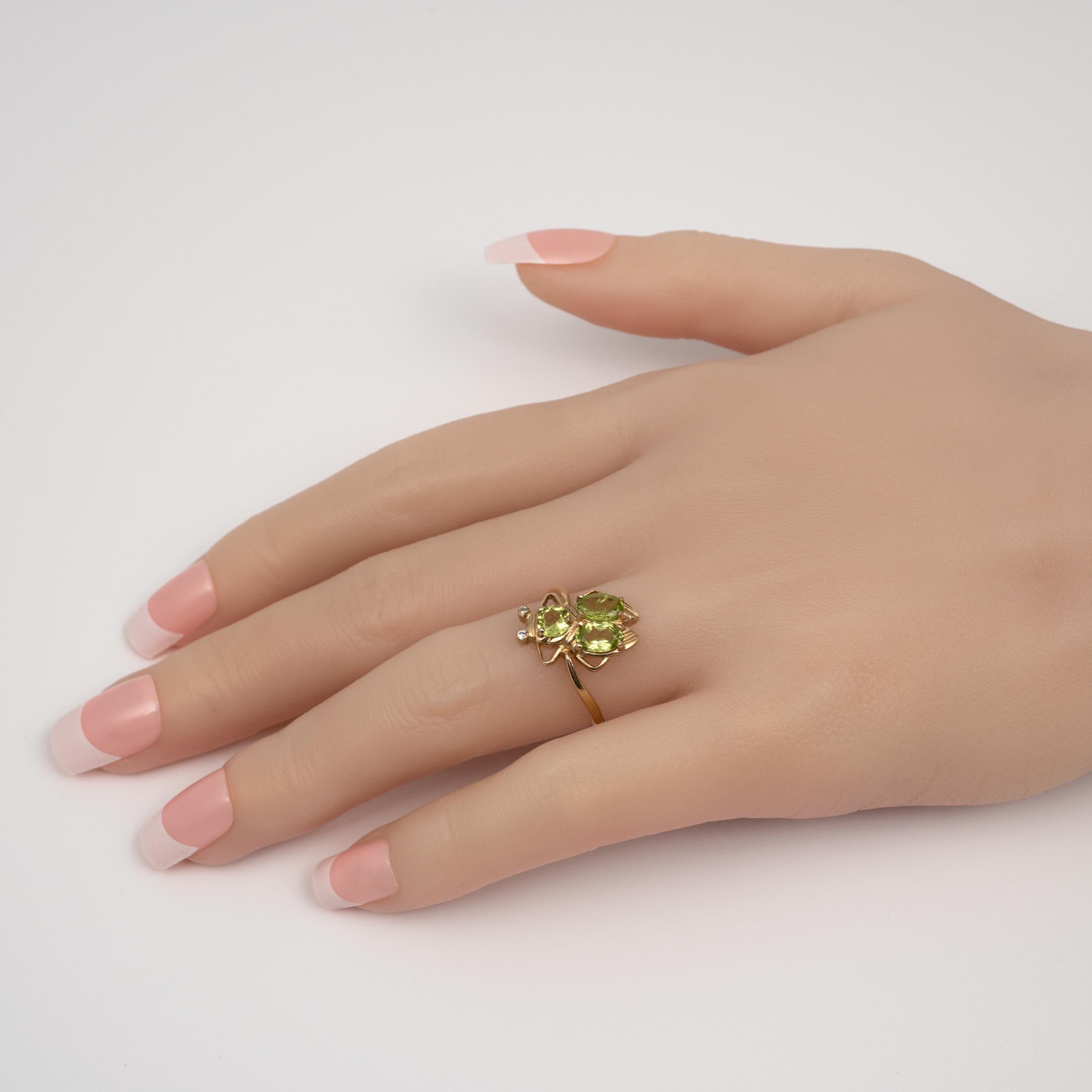 Gold Bee Insect Fashion Ring with Peridot and Diamonds at 1stDibs ...