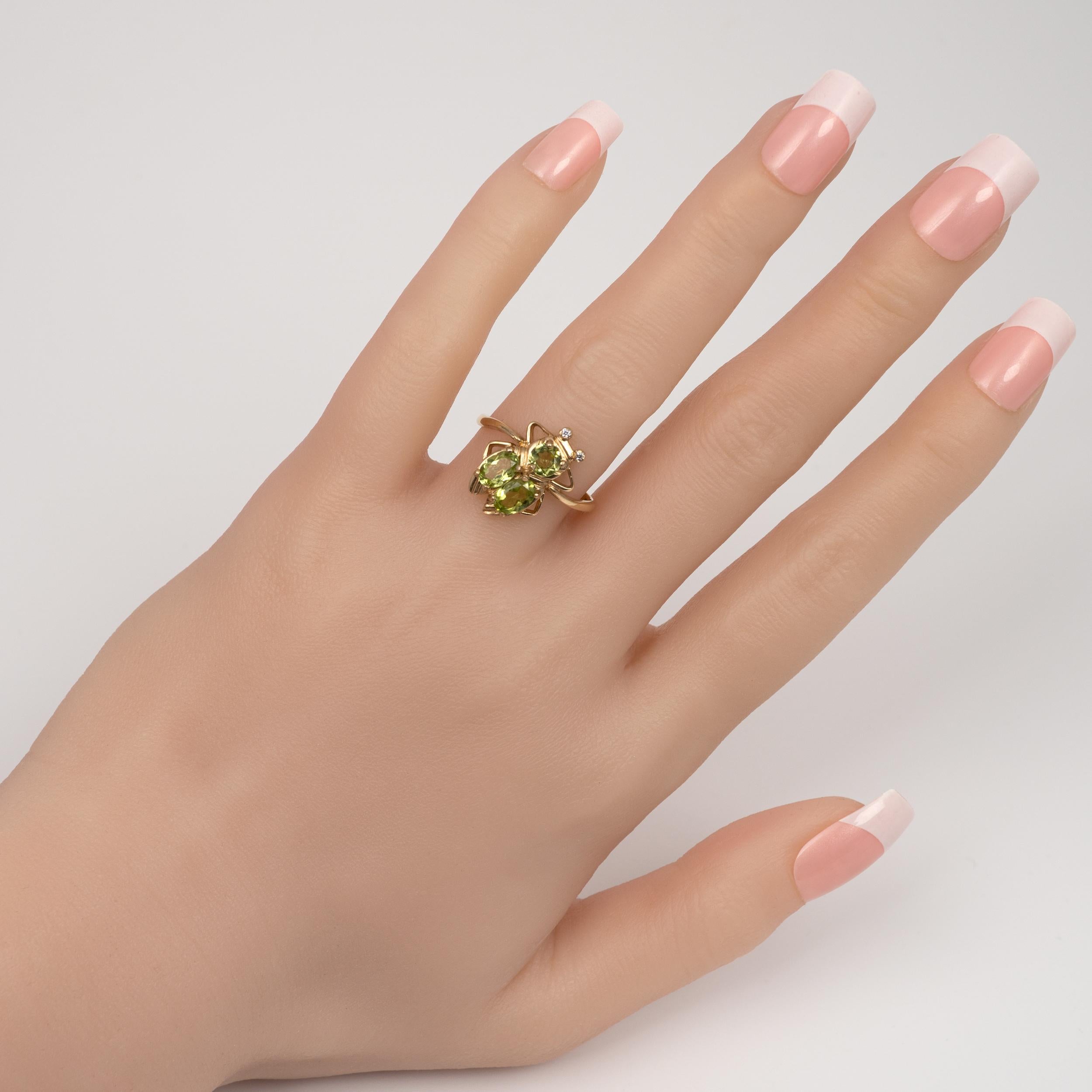 Gold Bee Insect Fashion Ring with Peridot and Diamonds at 1stDibs ...