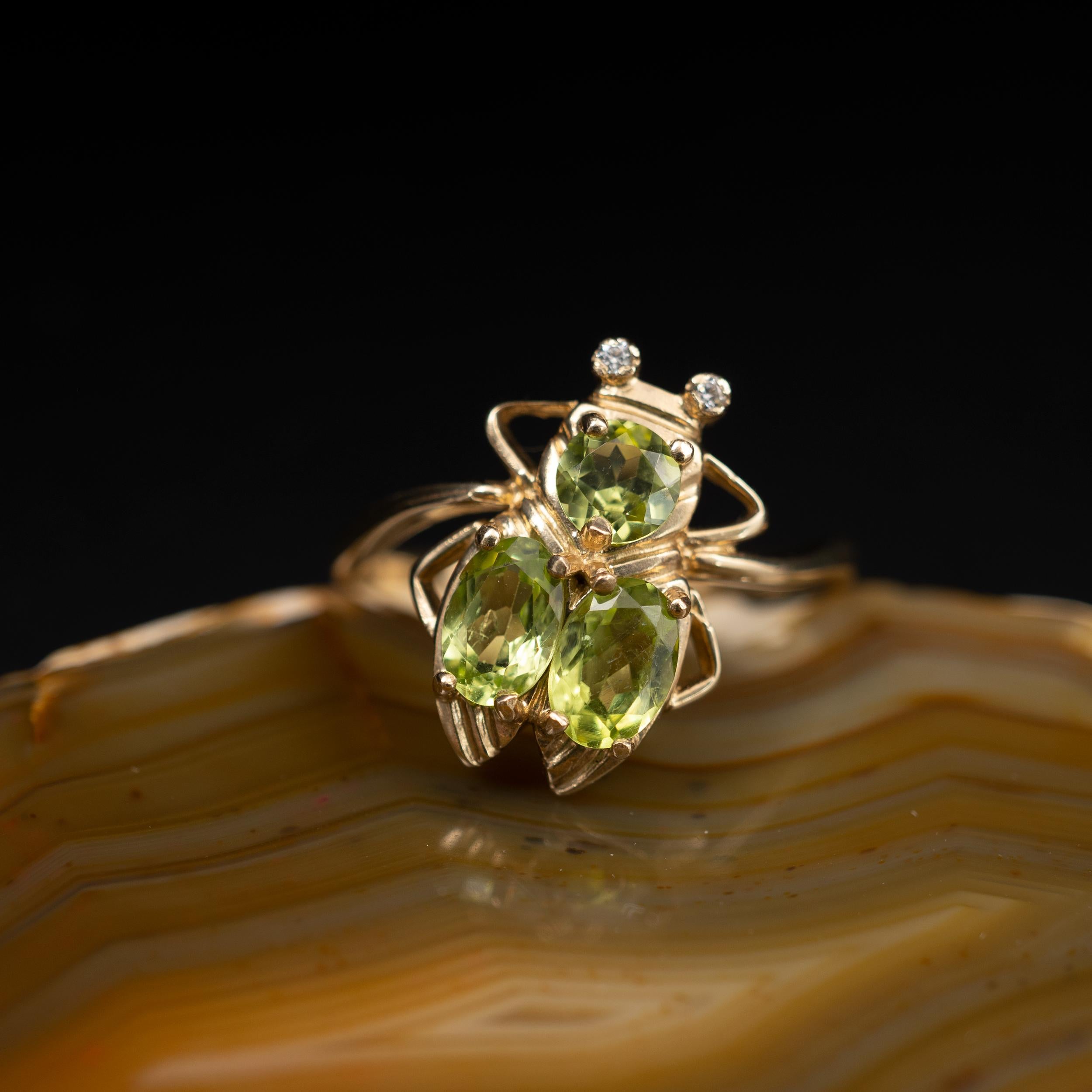 Gold Bee Insect Fashion Ring with Peridot and Diamonds at 1stDibs ...