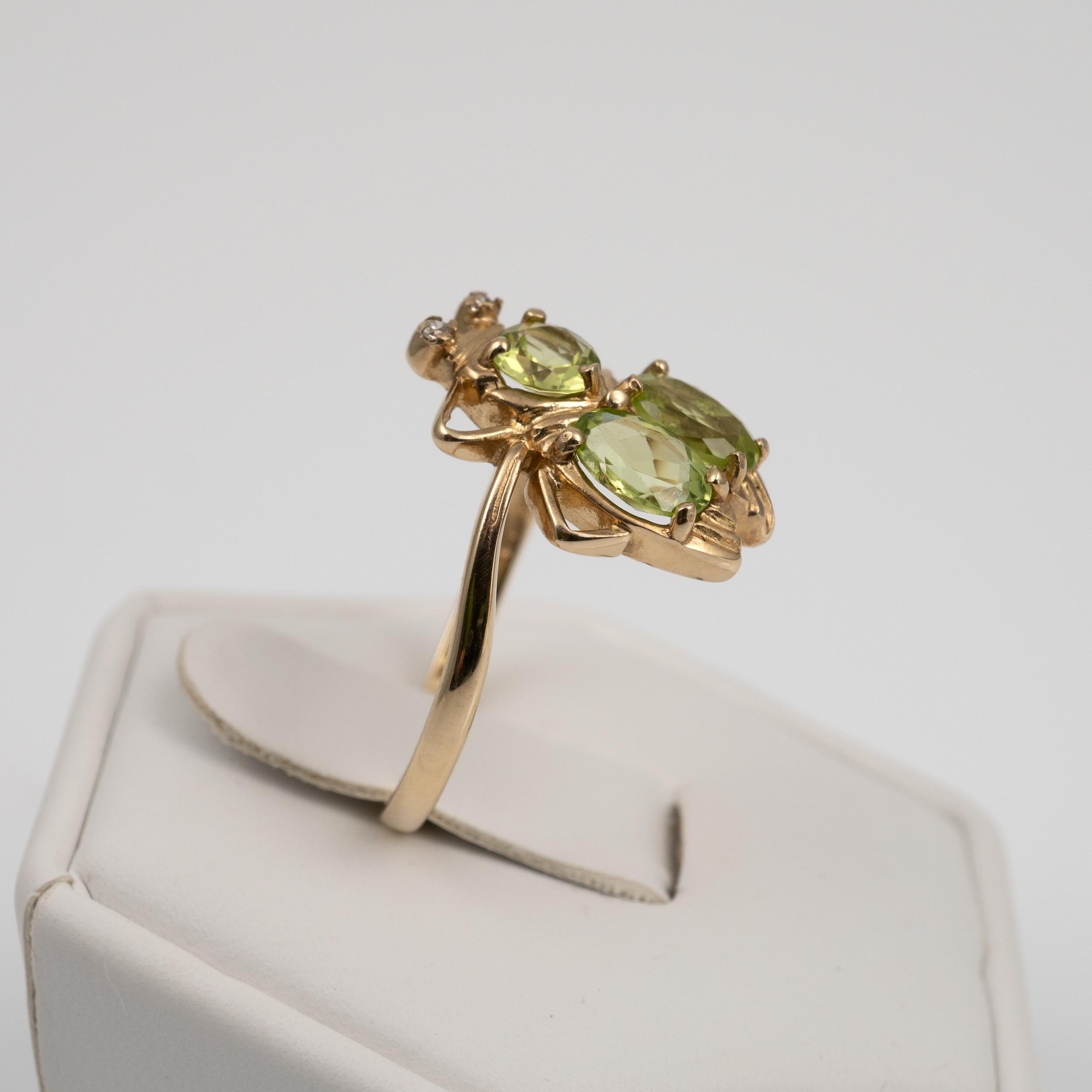 Gold Bee Insect Fashion Ring with Peridot and Diamonds at 1stDibs ...