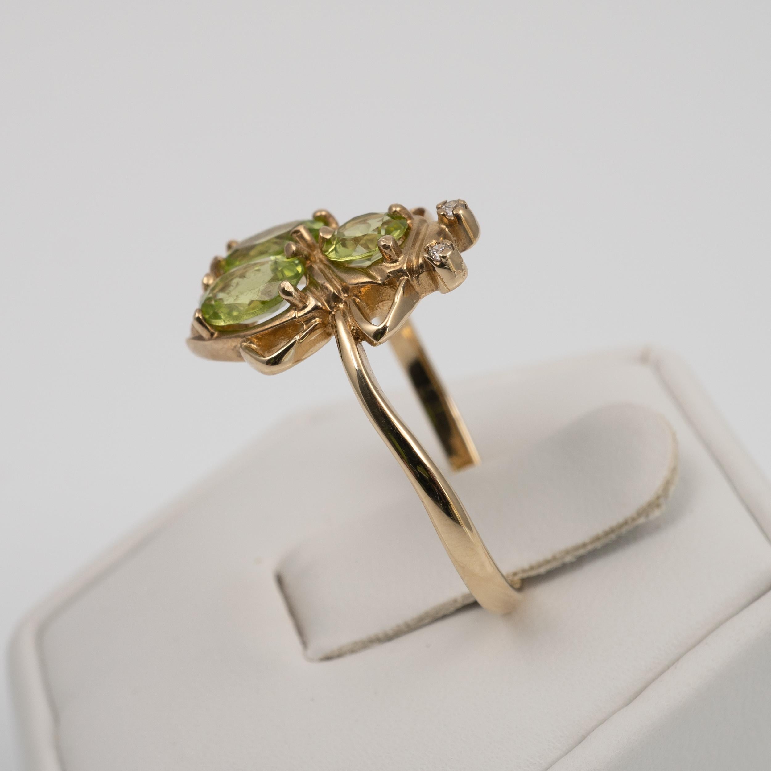 Gold Bee Insect Fashion Ring with Peridot and Diamonds at 1stDibs ...