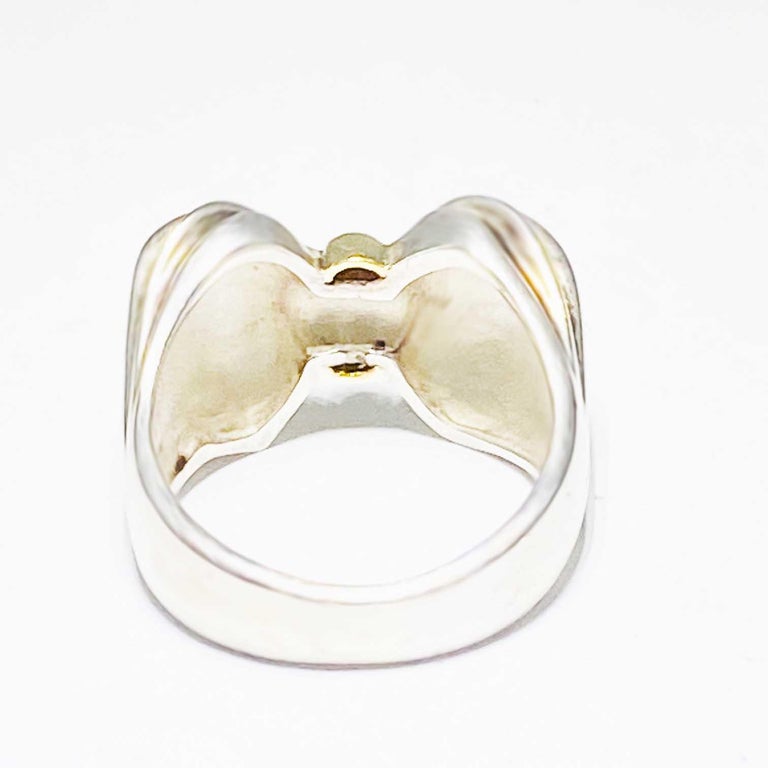 Gold Bow Ring in Sterling Silver and 14 Karat Gold Fashion Two-Tone Bow ...