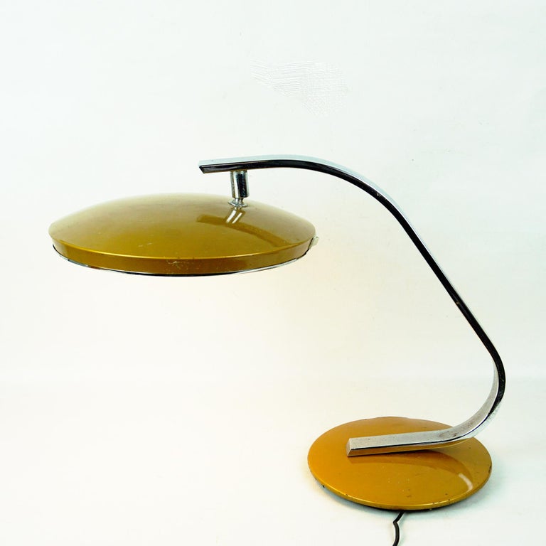 Gold Brown and Metal Midcentury Desk Lamp Mod. 520 by Fase Madrid Spain ...