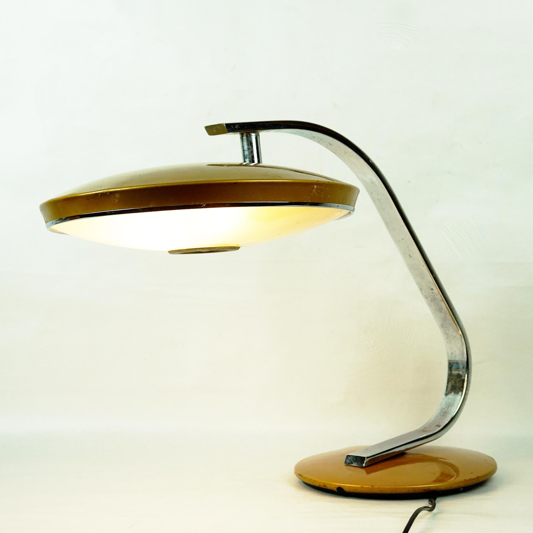Gold Brown and Metal Midcentury Desk Lamp Mod. 520 by Fase Madrid Spain ...