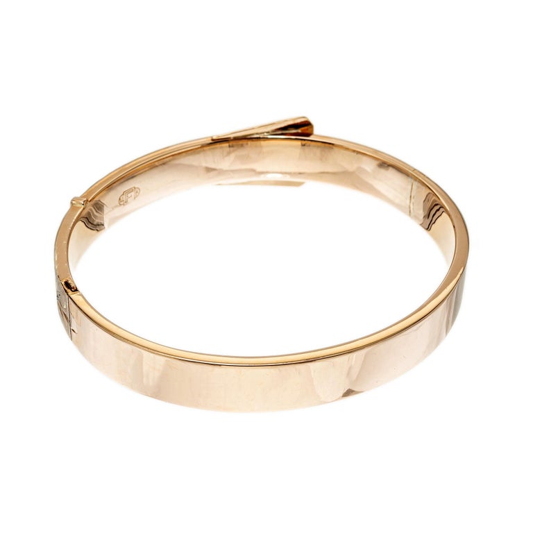 Gold Buckle Hinged Bangle Bracelet For Sale at 1stDibs