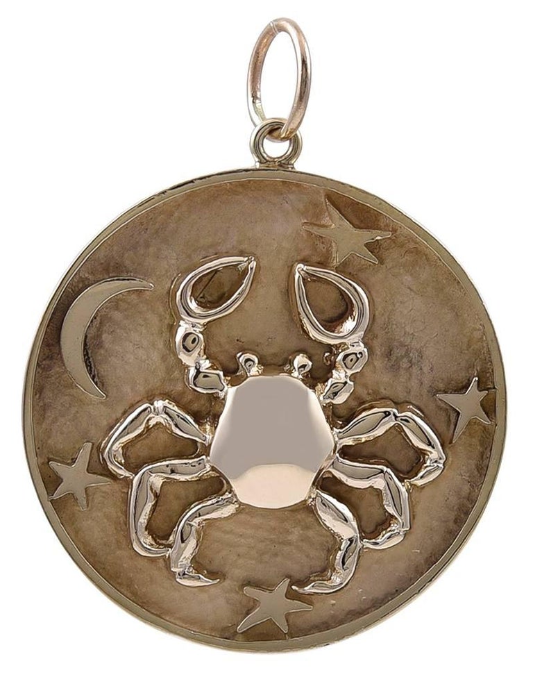 Gold Cancer Astrological Charm/Pendant For Sale at 1stDibs