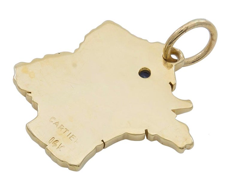 Gold Cartier France Map Charm at 1stDibs