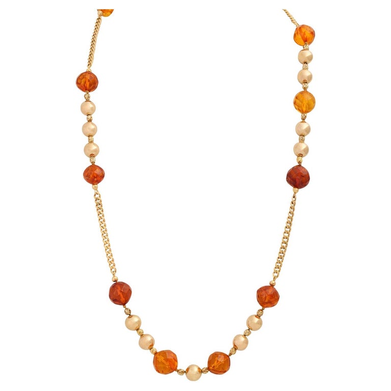 Gold chain with faceted amber beads For Sale at 1stDibs
