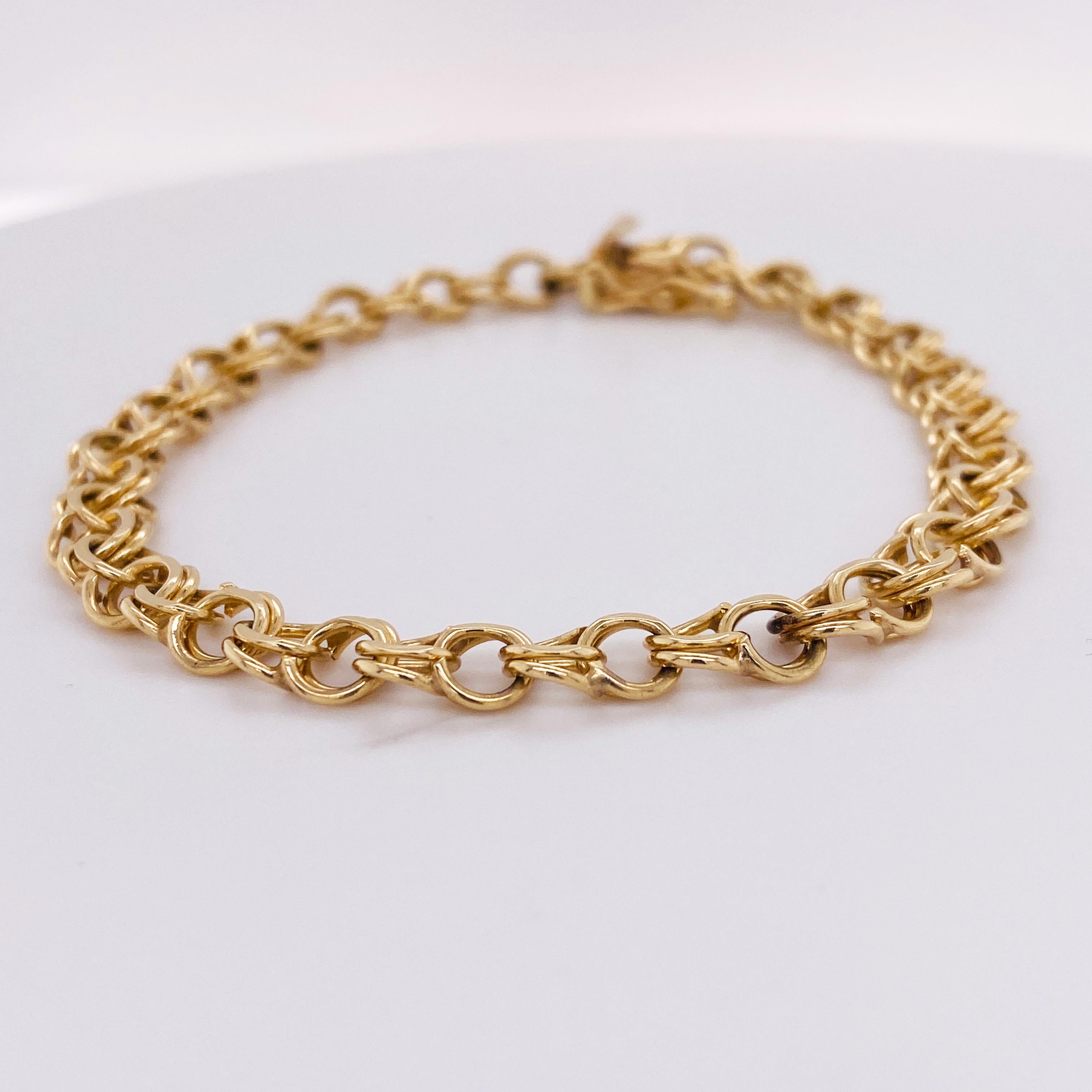 Gold Charm Bracelet Double Link Chain Bracelet in 14k Yellow Gold at 1stDibs | james avery ...