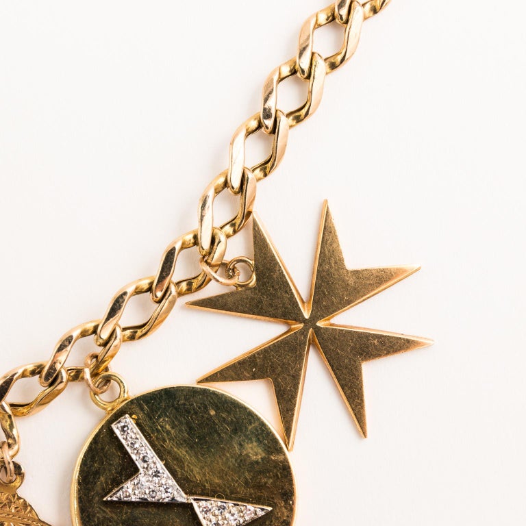 Gold Charm Necklace at 1stDibs | gold charm necklace chain, gold chain ...