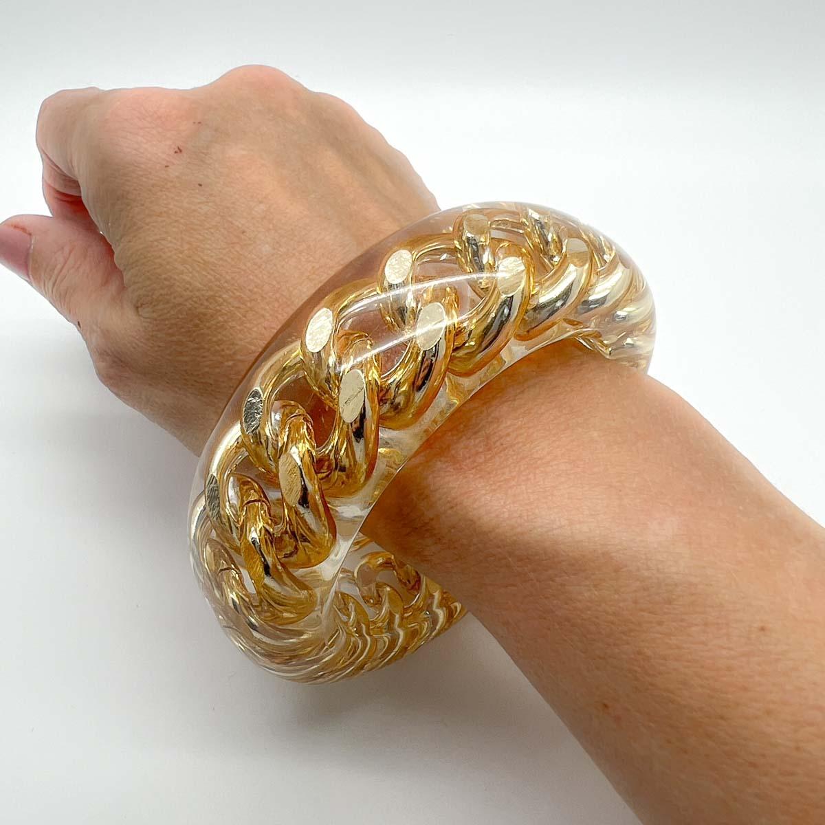 Preloved Gold Chunky Chain Bangle For Sale at 1stDibs | golusu bangle