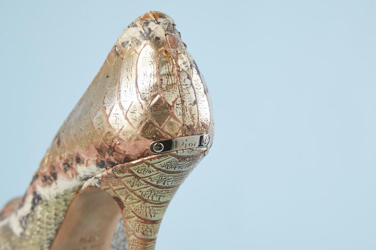 Gold coated python high heels Dior For Sale at 1stDibs