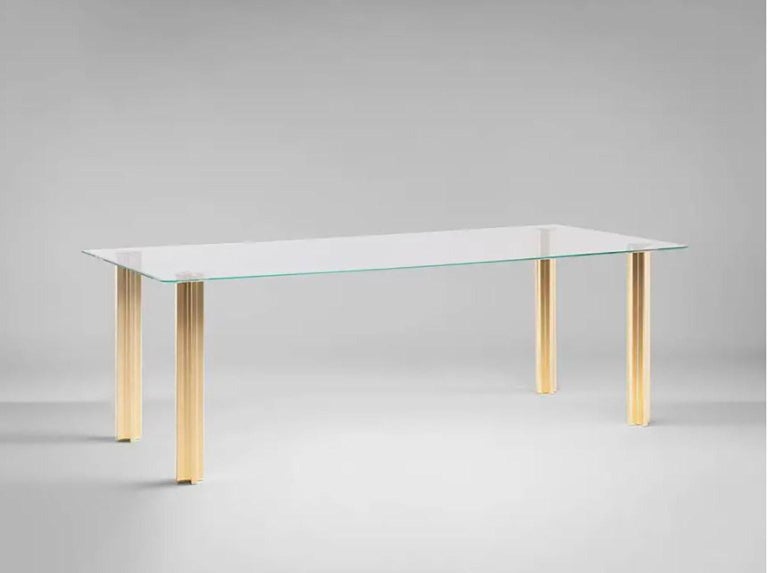 Gold Contemporary Rectangular Table, Glass Top and Gold-Plated ...