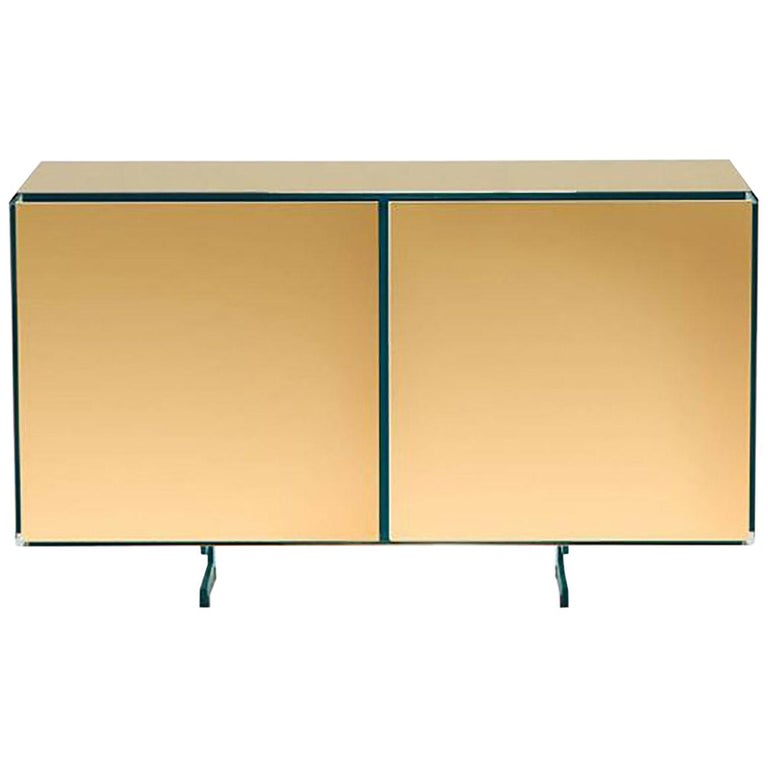 Gold Contemporary Two Doors Sideboard, 24-Karat Polished Gold-Plated ...