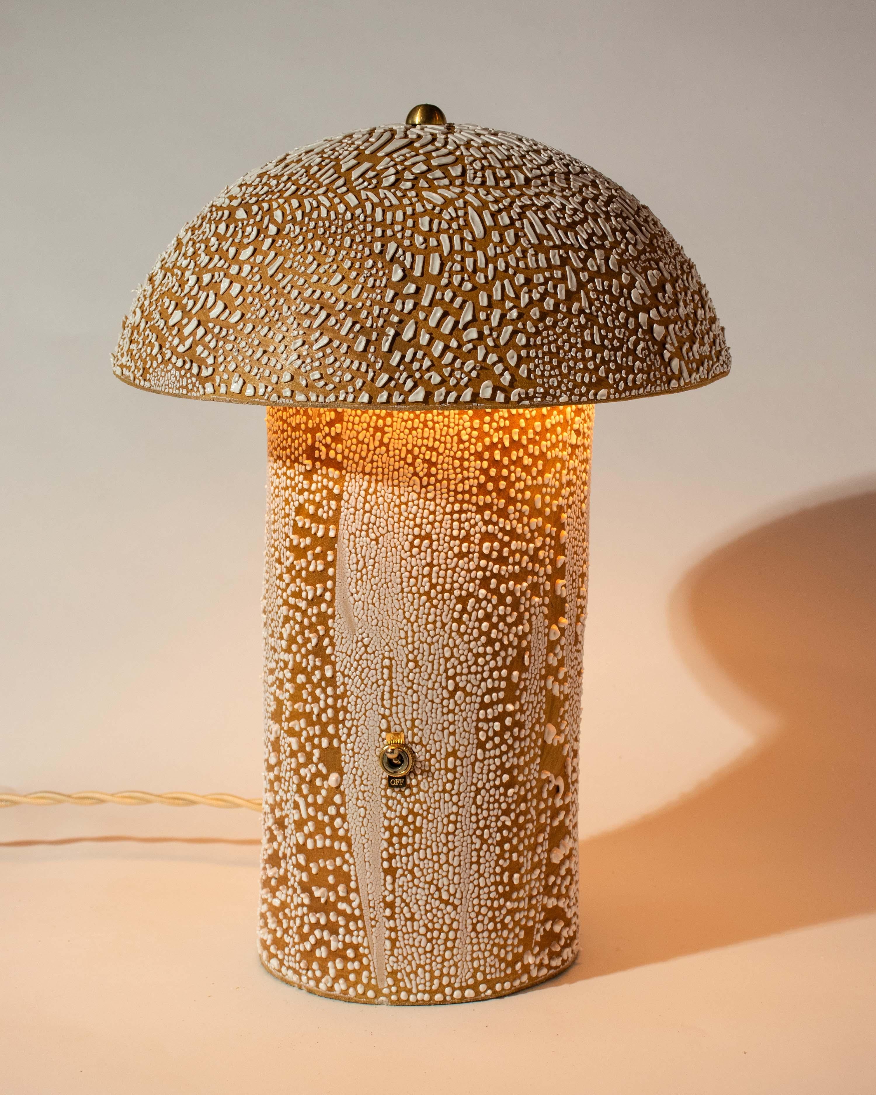 Gold Crackle Mushroom Table Lamp in Ceramic Organic Shape by Streicher ...