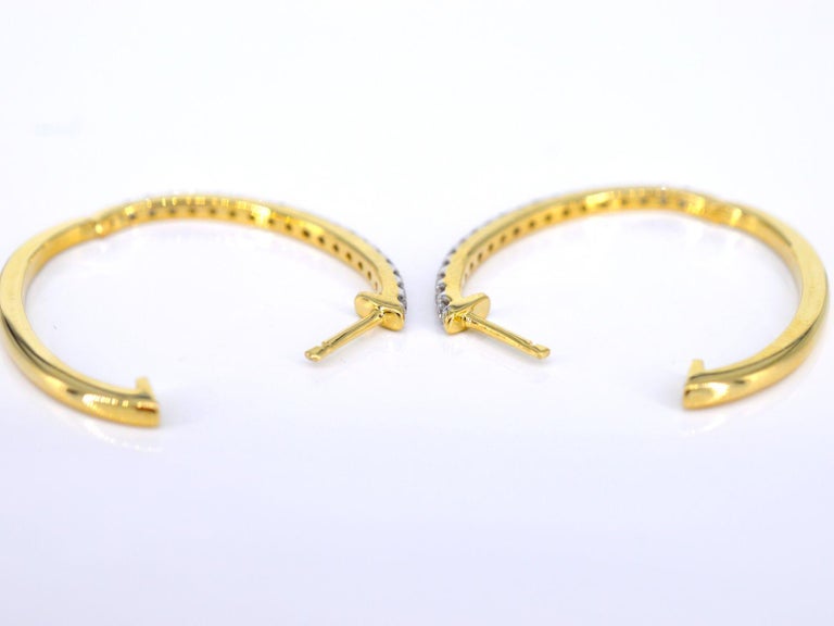 Gold Creole Earrings with Diamonds For Sale at 1stDibs