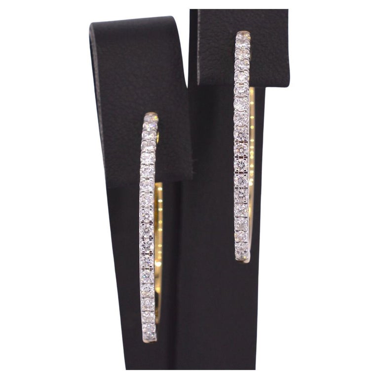 Gold Creole Earrings with Diamonds For Sale at 1stDibs