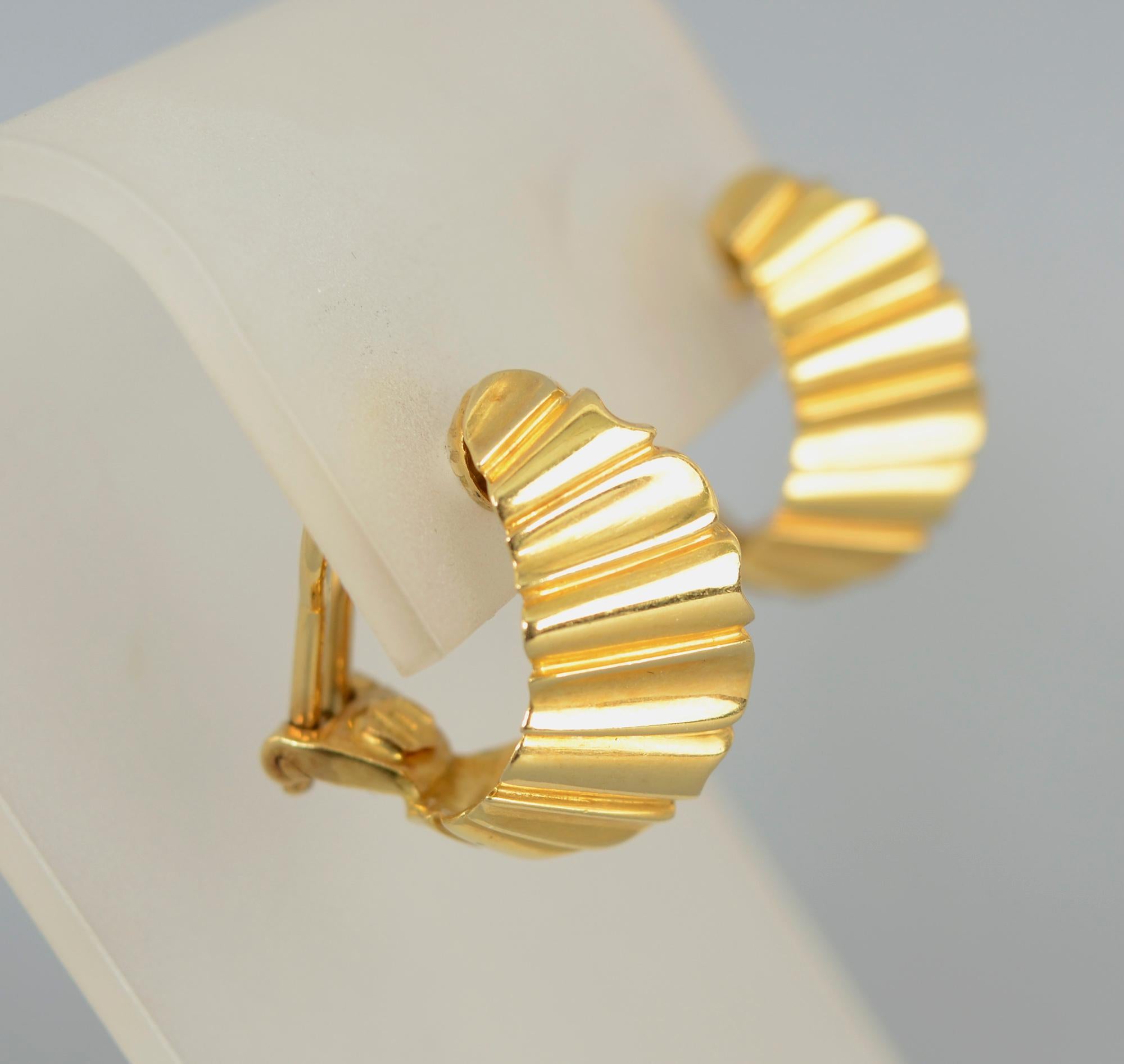 Gold Crimped Half Hoop Earrings at 1stDibs | half hoop gold earrings ...