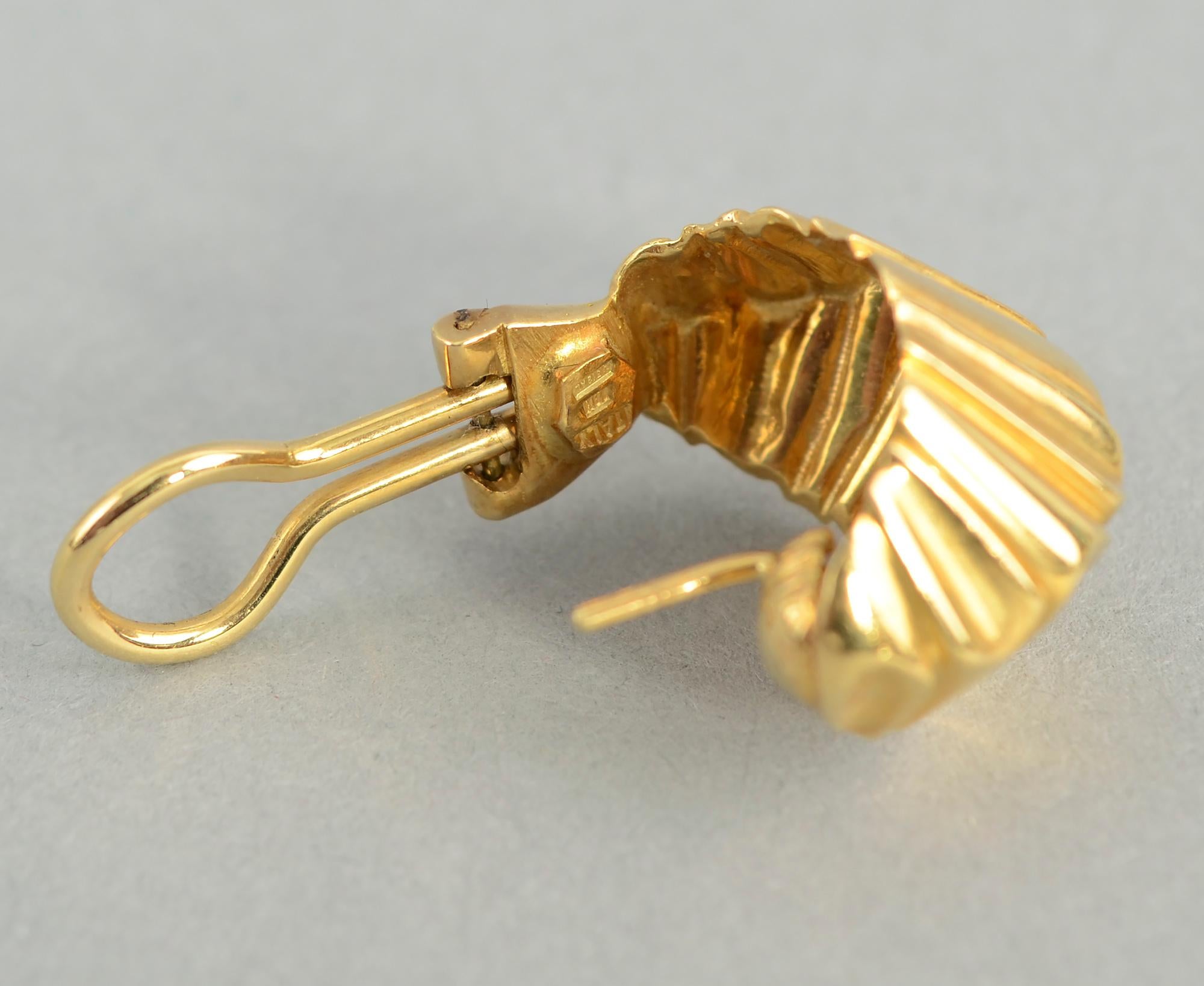 Gold Crimped Half Hoop Earrings at 1stDibs | half hoop gold earrings ...