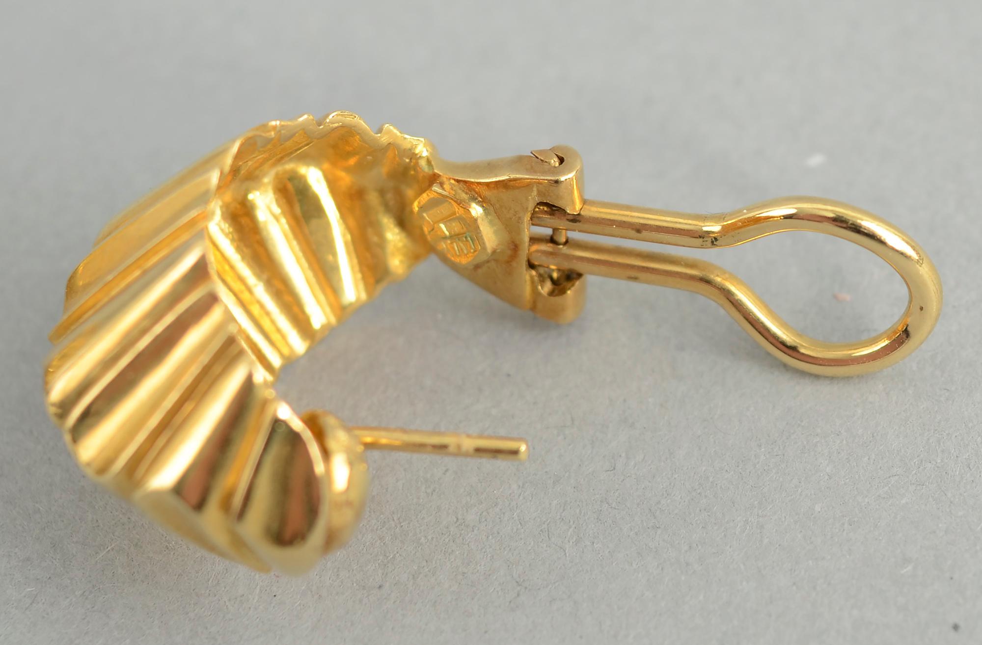 Gold Crimped Half Hoop Earrings at 1stDibs | half hoop gold earrings ...