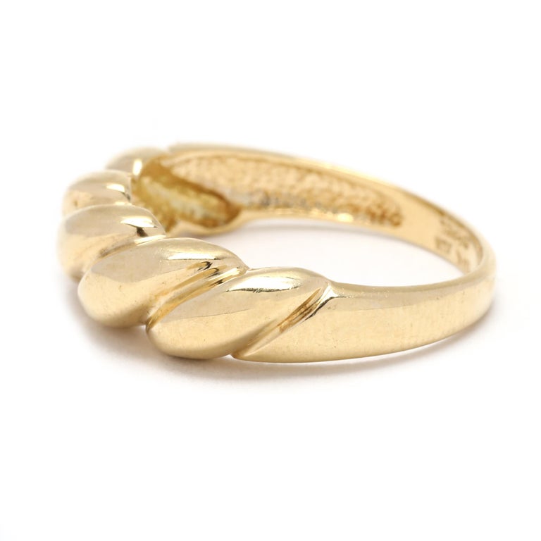 Gold Croissant Ring, 18k Yellow Gold, Ring, Thin Domed Band, Stackable ...