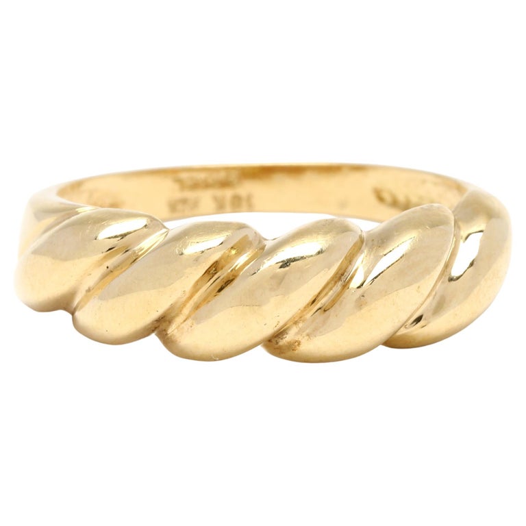 Gold Croissant Ring, 18k Yellow Gold, Ring, Thin Domed Band, Stackable ...