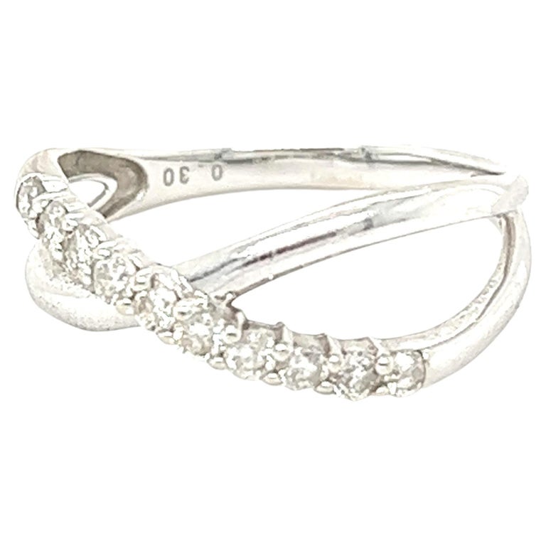 Gold Crossover Diamond Ring For Sale at 1stDibs