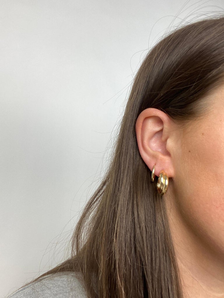 Gold Crossover Hoop Earrings, 14K Gold, Simple Gold Hoops, Wide Gold ...