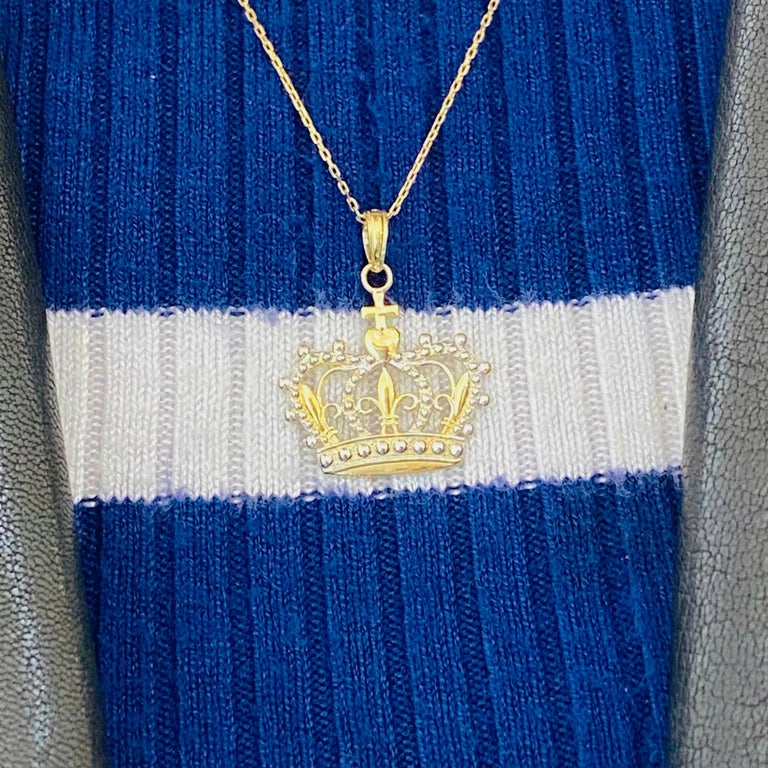 Gold Crown Necklace Pendant Mixed Metals You Are A Princess or Queen ...