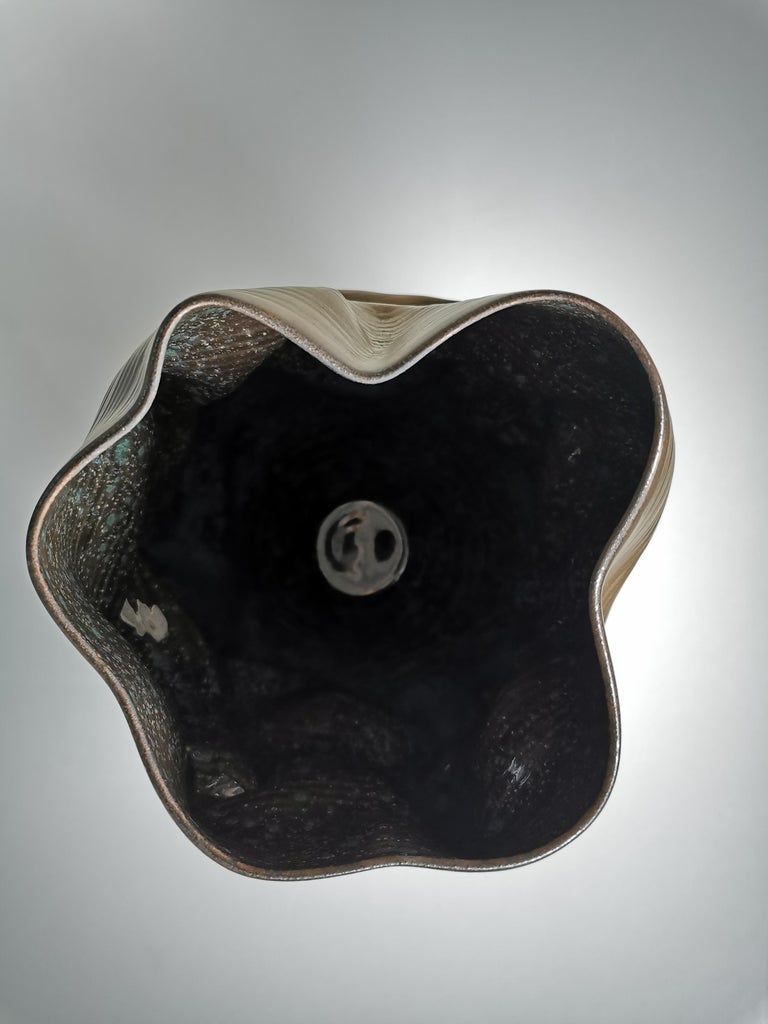 Gold Crumpled Form, Unique Ceramic Sculpture Vessel N.76 at 1stDibs