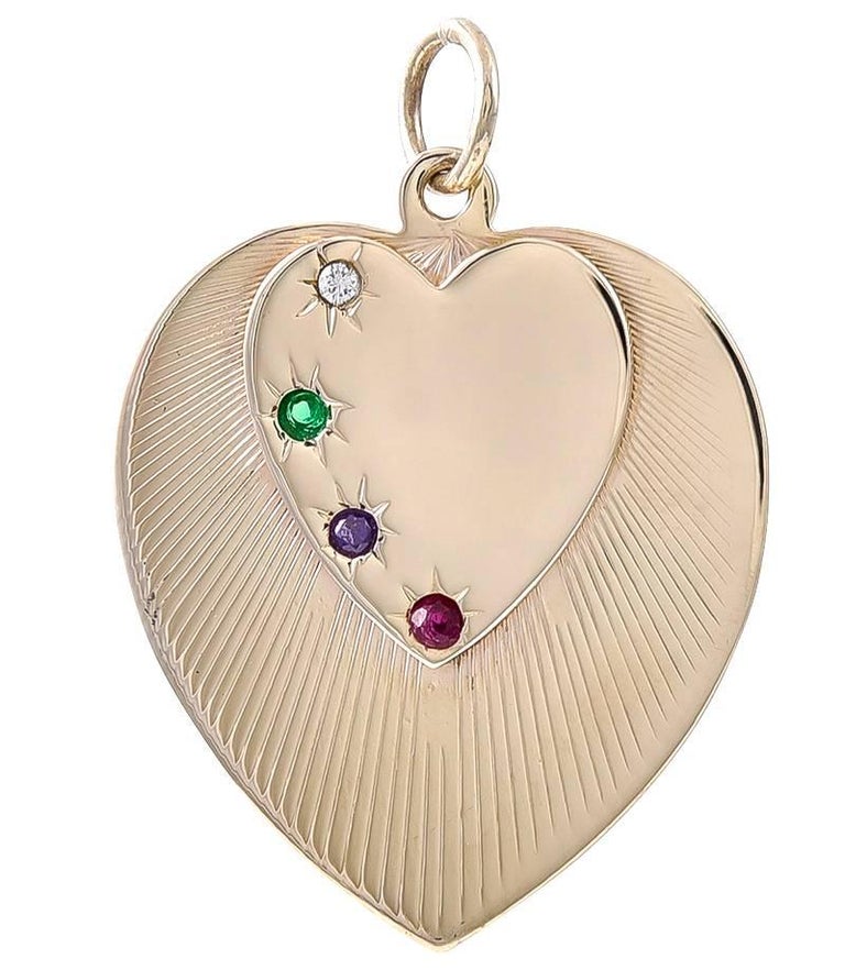 Gold Dear Double Heart Pendant/Charm at 1stDibs