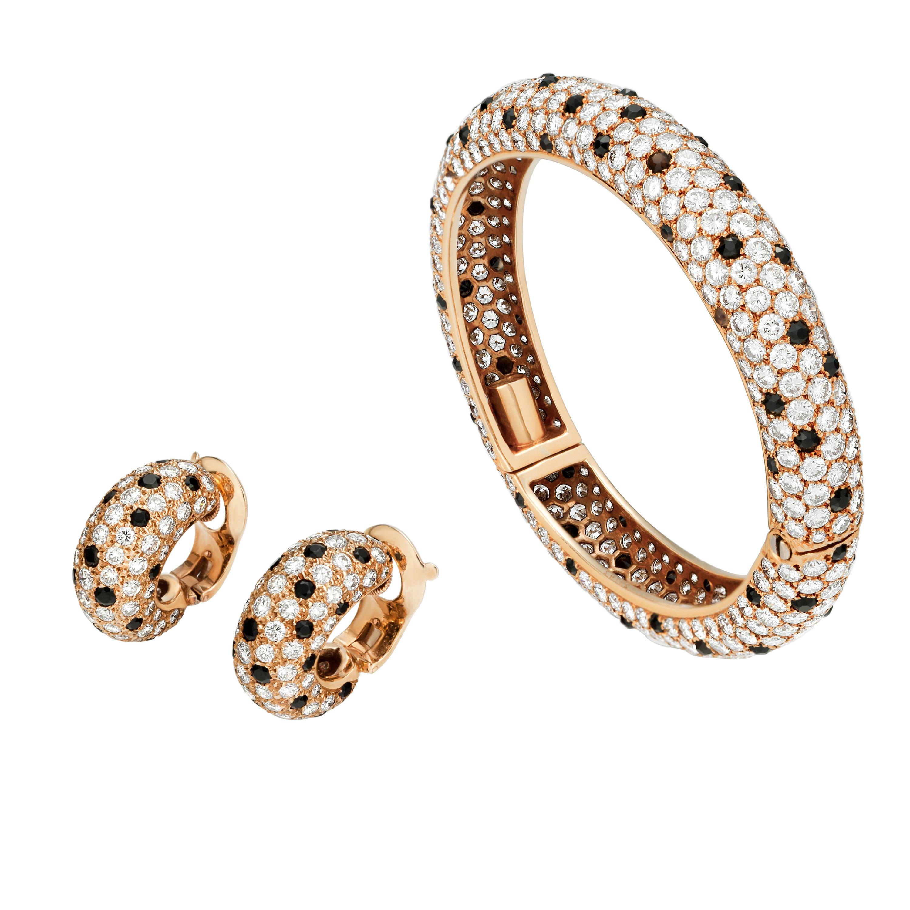 Circa 1970 Van Cleef and Arpels Diamond Yellow Gold Necklace Earrings ...