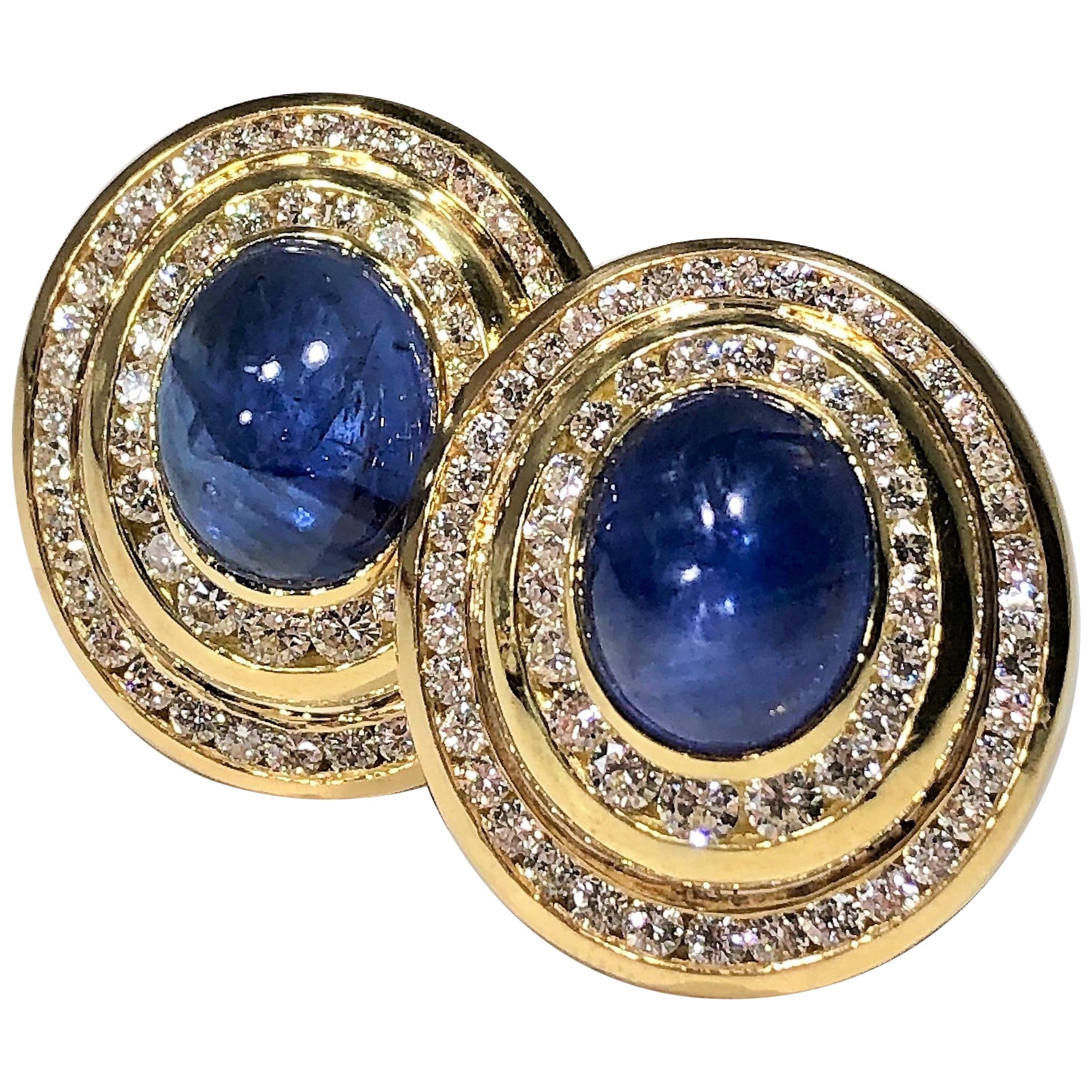 Oval Emerald Diamond Gold surround Earrings at 1stDibs