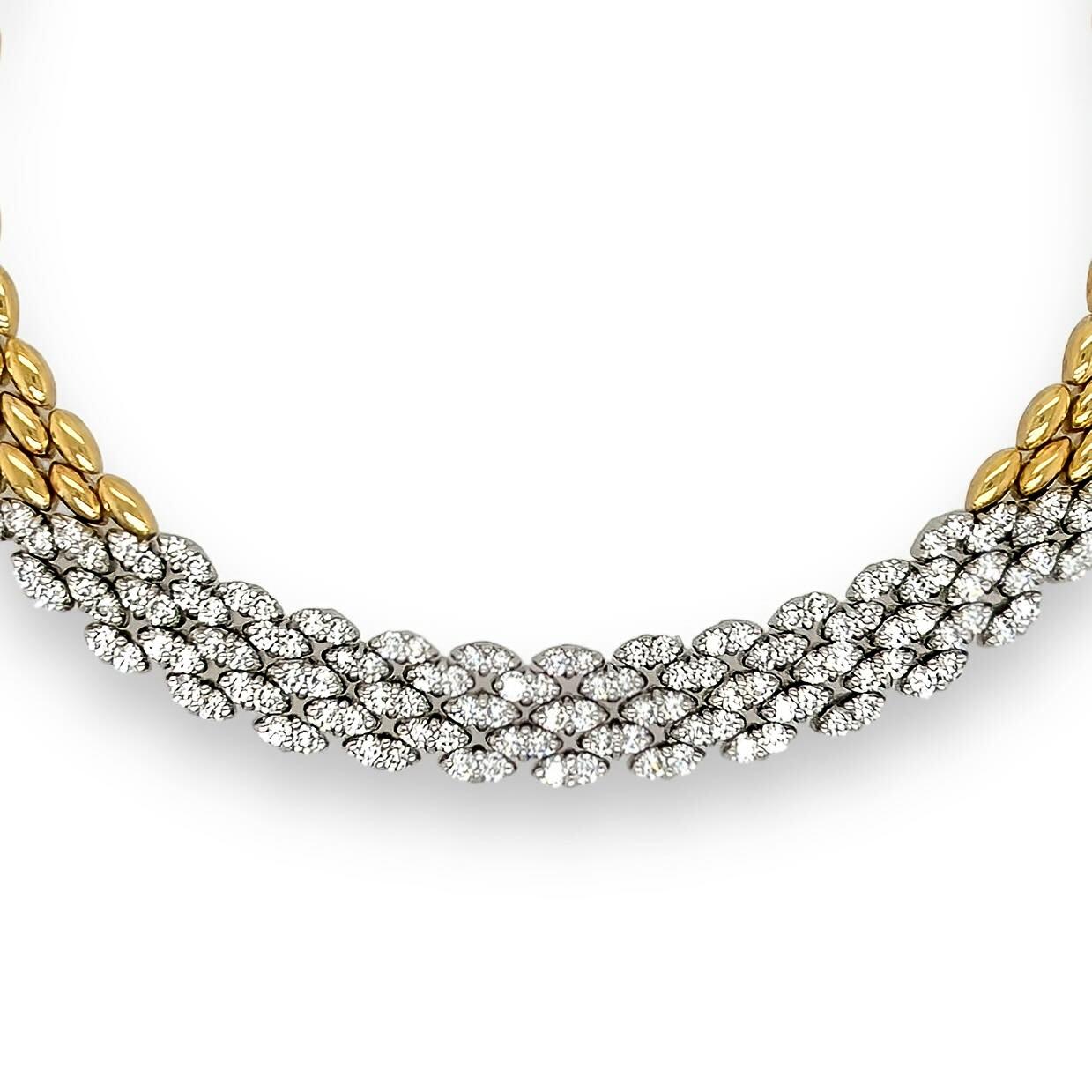 Gold Diamond Mesh Chain Necklace For Sale at 1stDibs