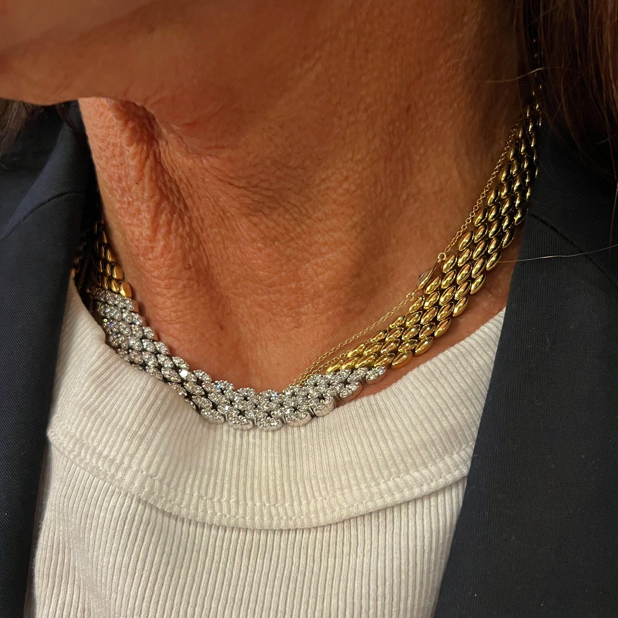 Gold Diamond Mesh Chain Necklace For Sale at 1stDibs