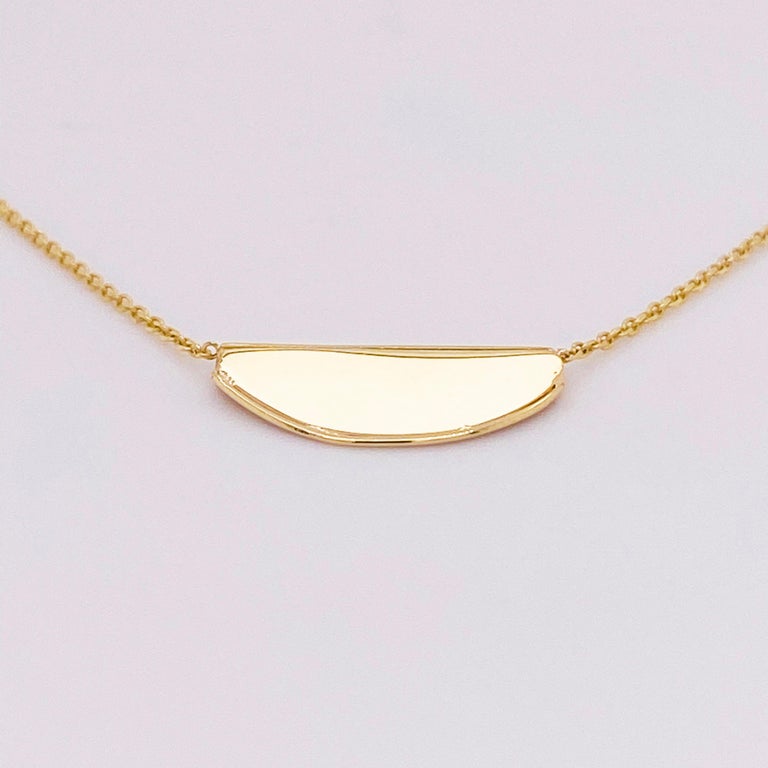 Gold Diamond Necklace, 14 Karat Gold Half Circle, Half Moon, Pendant ...