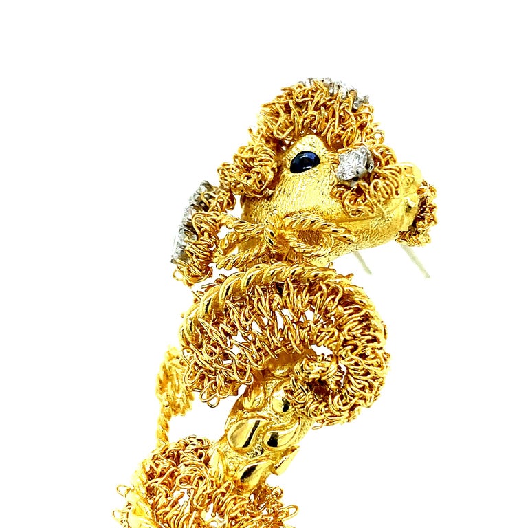 Gold Diamond Poodle Brooch For Sale at 1stDibs