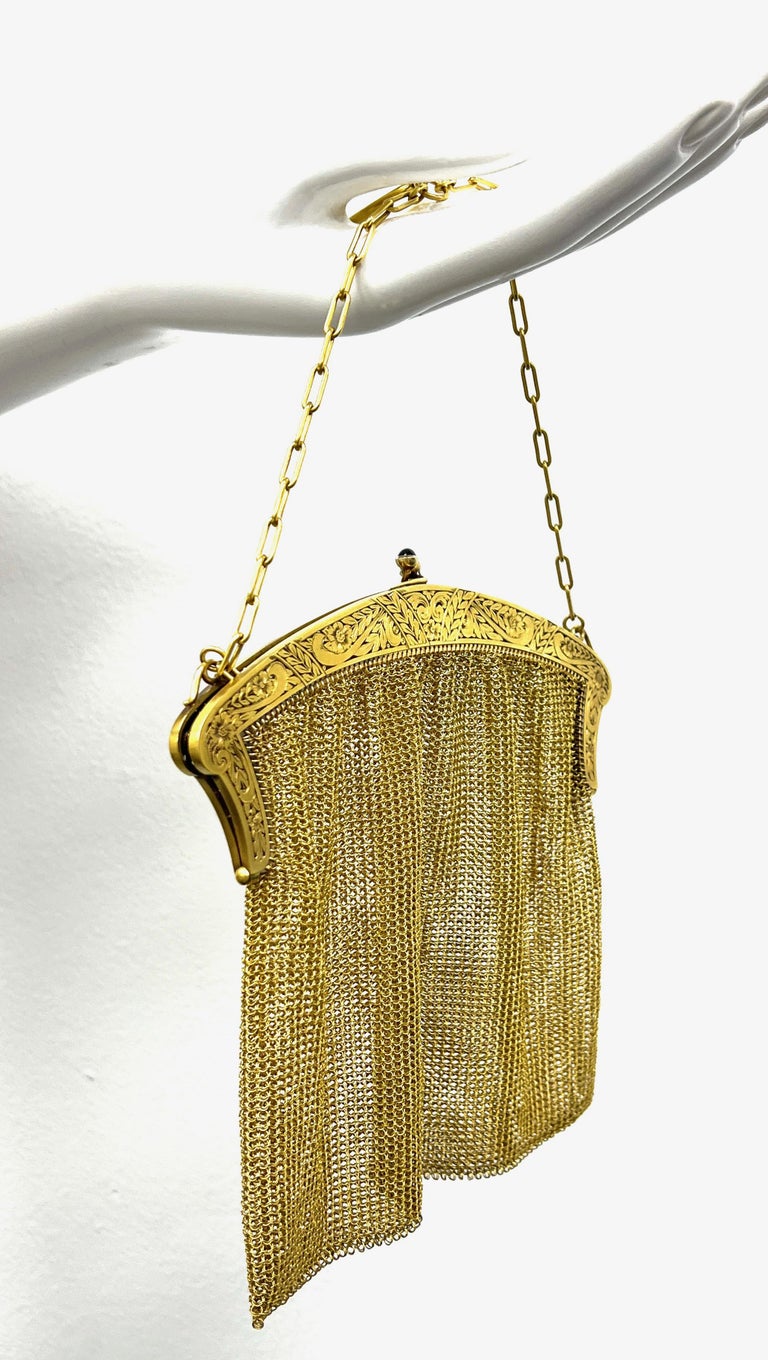 Gold Diamond Ruby and Sapphire Mesh Purse For Sale at 1stDibs