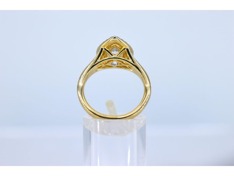 Gold Drop-Shaped Entourage Ring with Diamonds For Sale at 1stDibs