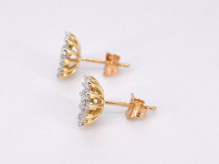 Gold Earrings with Natural Genuine Diamonds For Sale at 1stDibs