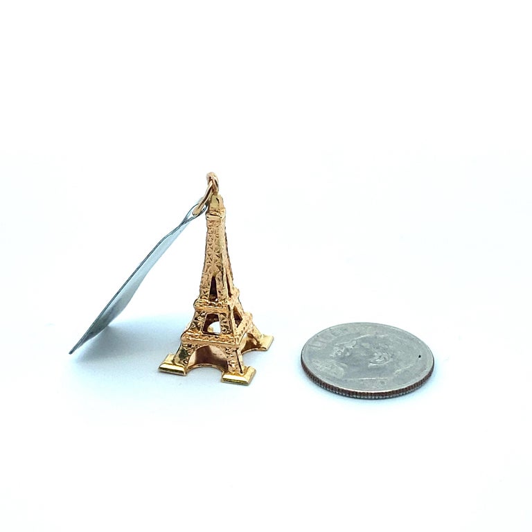 Gold Eiffel Tower Charm Pendant For Sale at 1stDibs