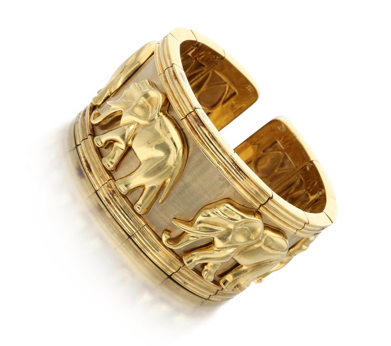Gold Elephant Cuff Bracelet For Sale at 1stDibs