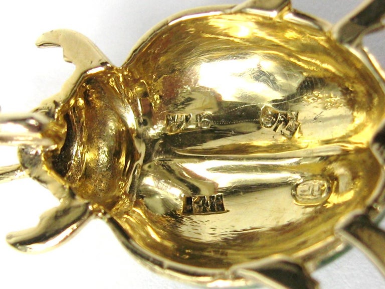Gold Enamel Beetle Bug Pendant Blue Green For Sale at 1stDibs