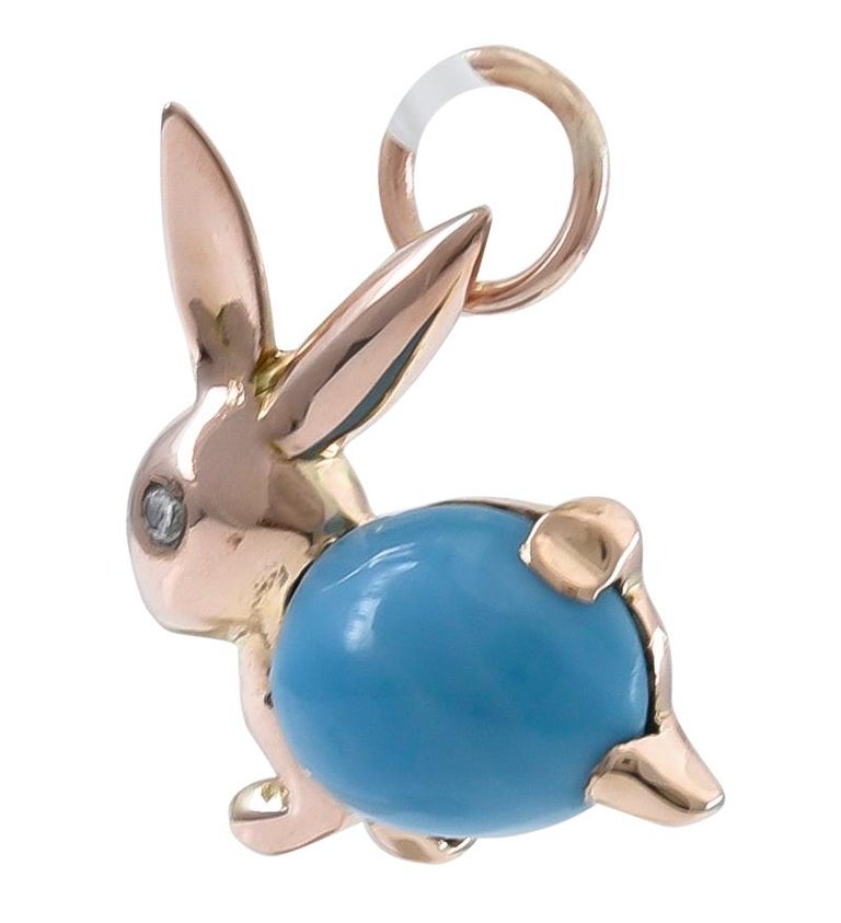 Gold and Enamel Bunny Charm For Sale at 1stDibs