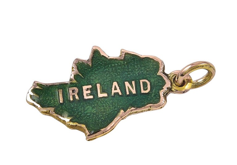 Gold and Enamel Ireland Charm at 1stDibs