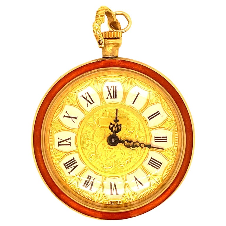 Gold and Enamel Watch For Sale at 1stDibs