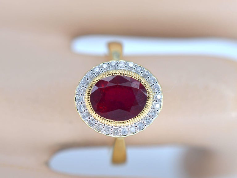 Gold Entourage Ring with Diamonds and Ruby For Sale at 1stDibs