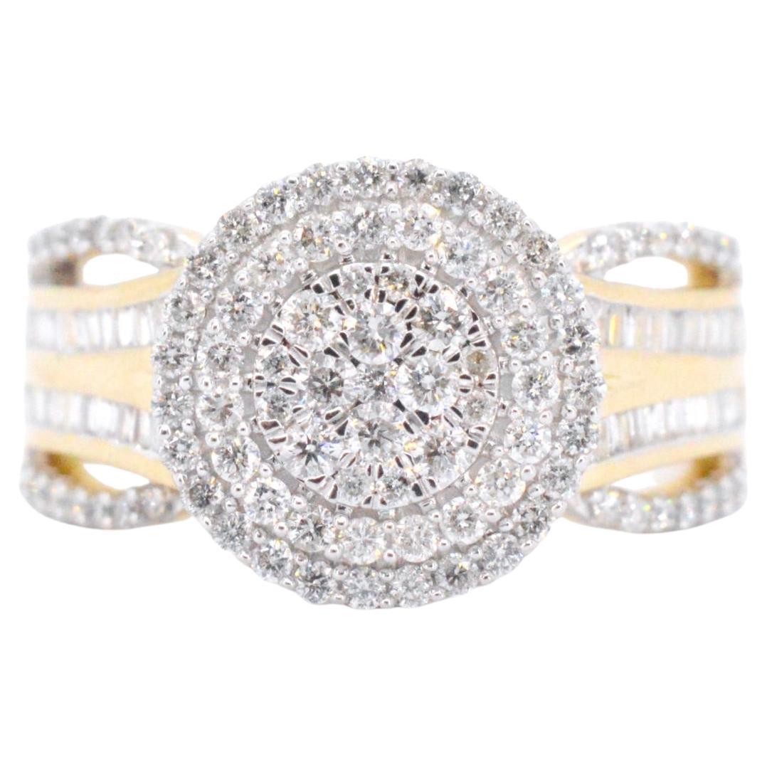 Gold Entourage Ring with Diamonds and Emerald For Sale at 1stDibs