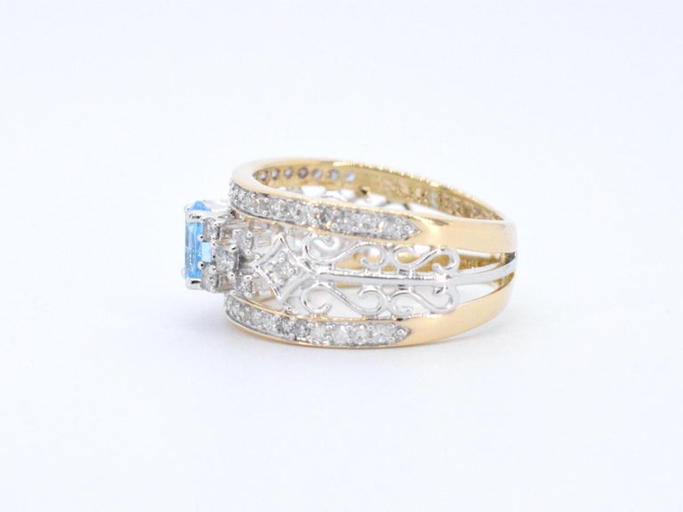 Gold Exclusive Ring Full of Diamonds and a Topaz For Sale at 1stDibs